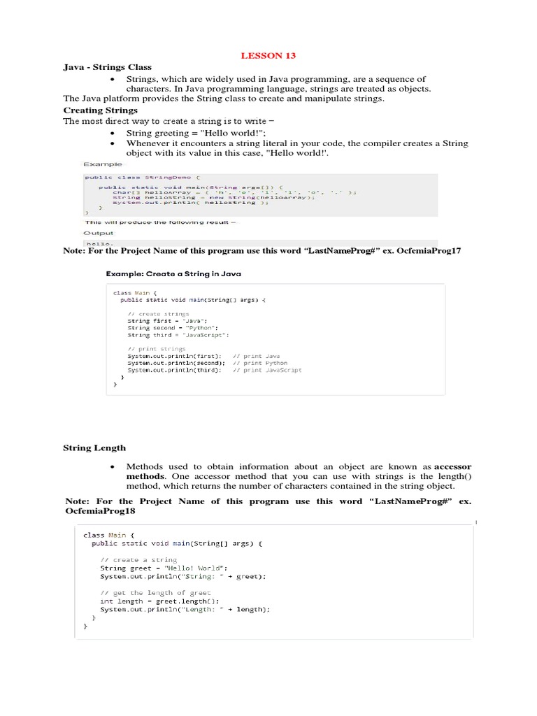 Oop Lesson 13 And 14 Pdf String Computer Science Variable Computer Science