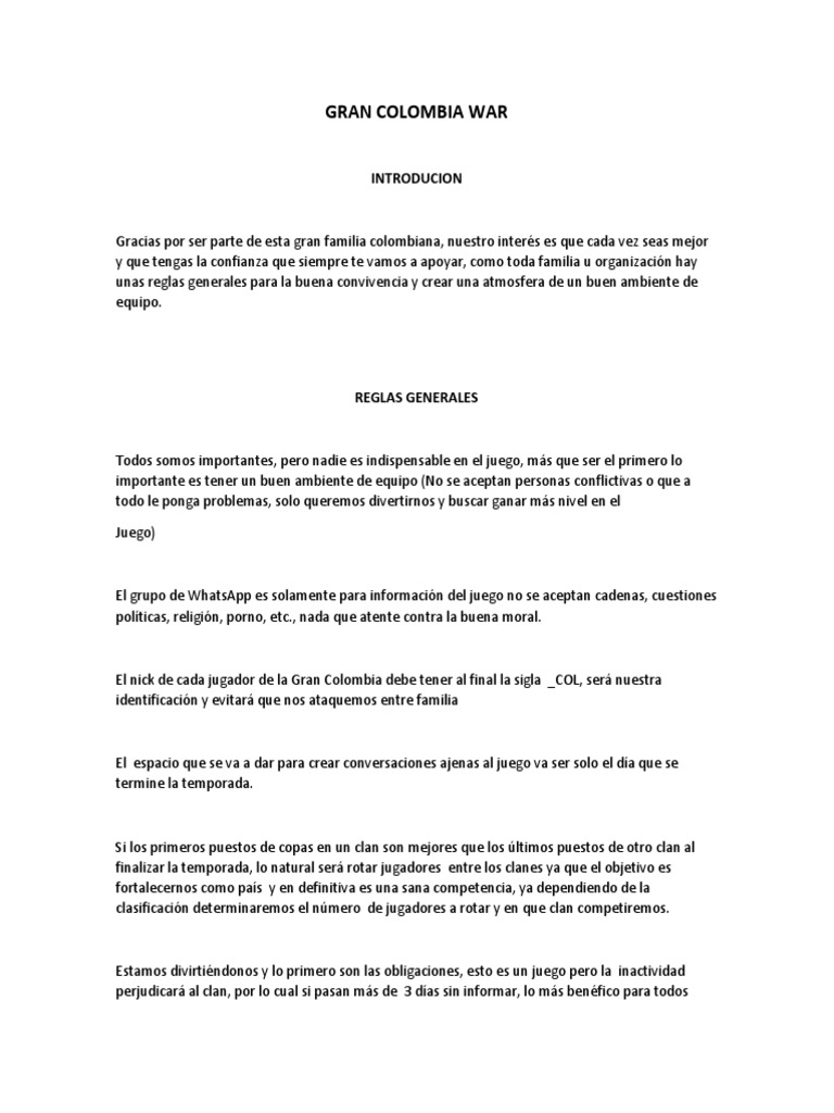 Manual Aow Gran Colombia War | PDF