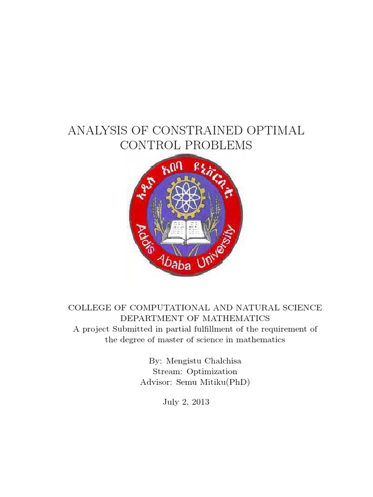 Mengistu Chalchisa | PDF | Optimal Control | Mathematical Optimization