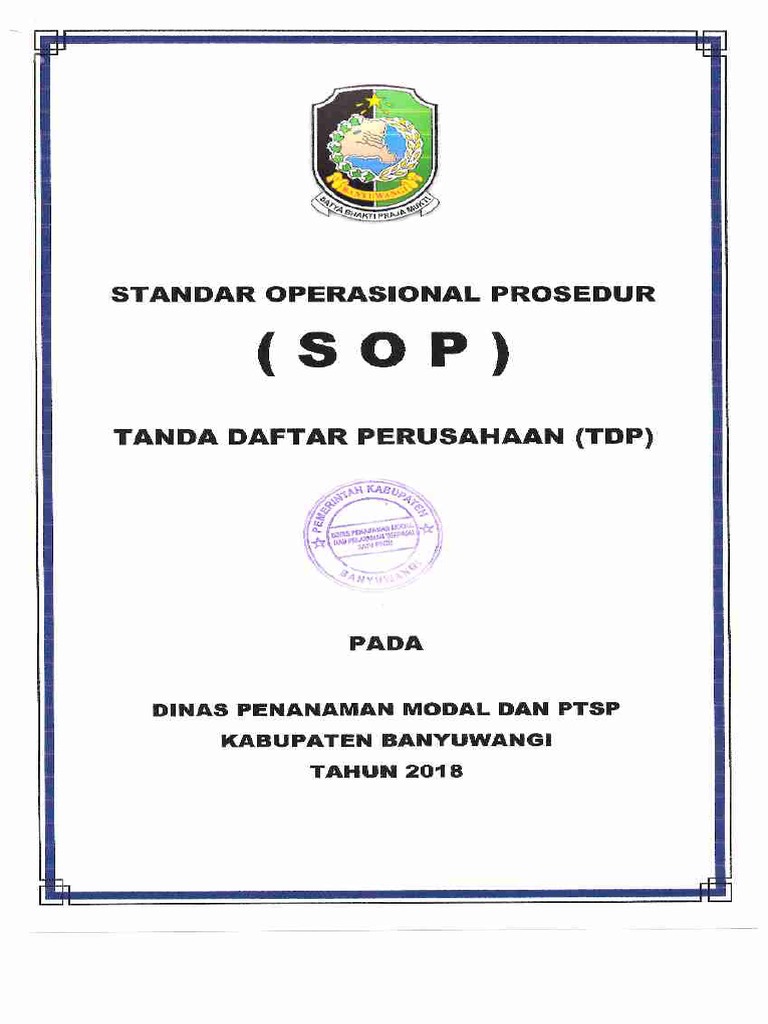 Sop Tanda Daftar Perusahaan TDP | PDF