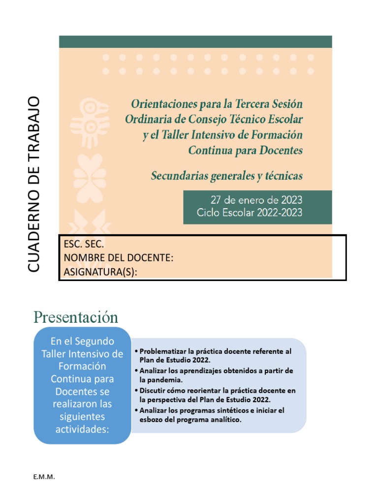 3a-CTE-2023-Cuaderno de Trabajo | PDF | Plan de estudios | Maestros