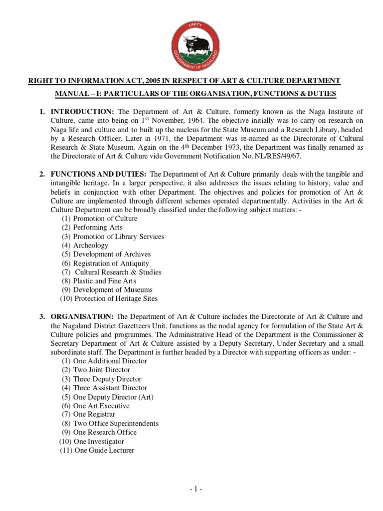 Art and Culture RTI | PDF