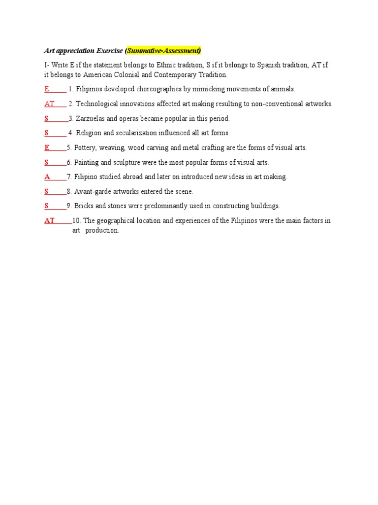 Contemporary Philippine Arts Assessment 1-2 | PDF | Philippines ...