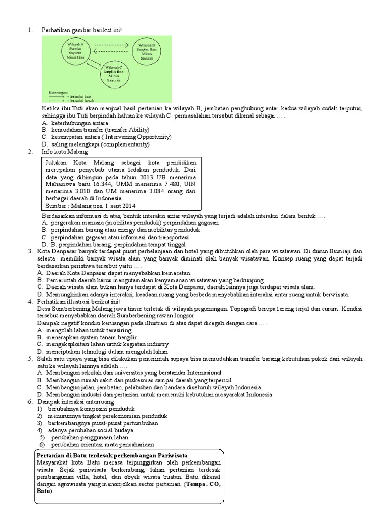 Soal Pas Ips Kelas 7 Semester 1 - Kamimadrasah | PDF