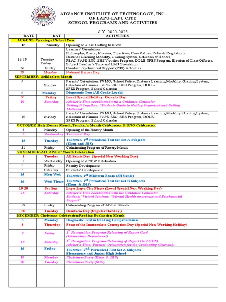 School Calendar 2022 2023 | PDF | Middle Schools | Learning