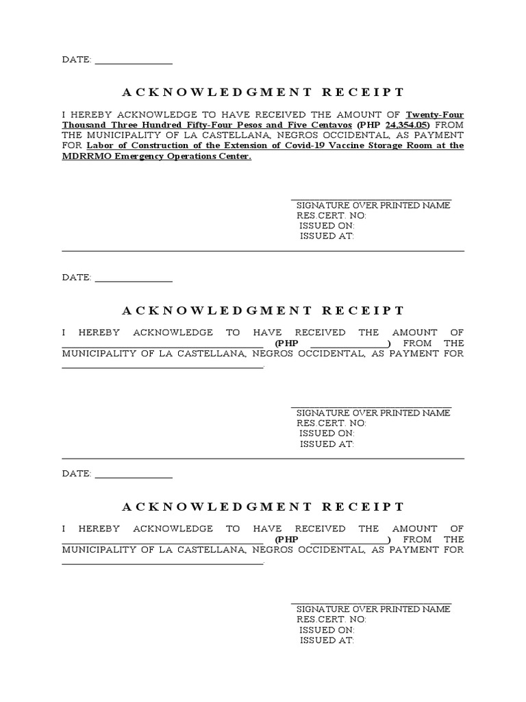 Acknowledgement Receipt | PDF