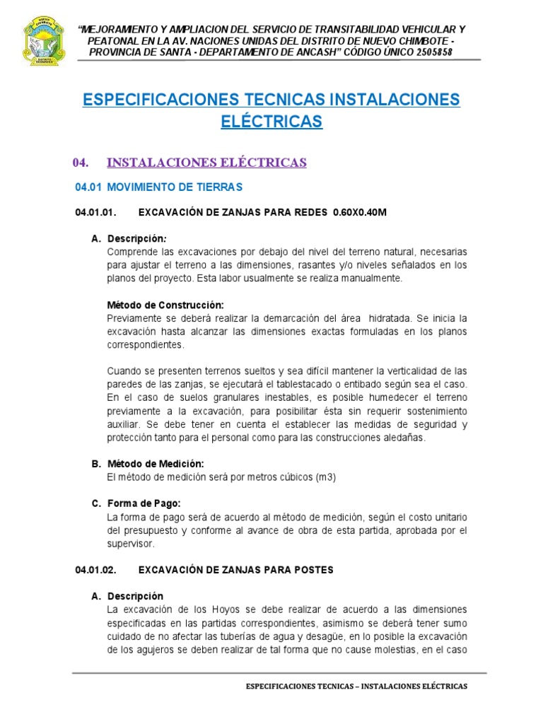 Especificaciones-Tecnicas-Instalaciones Electricas N.U | Descargar gratis PDF | Resistor ...