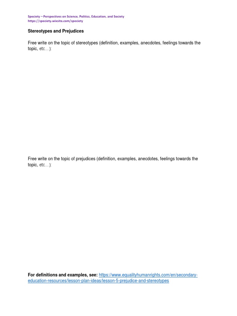 The Danger of A Single Story Worksheet 2022 | PDF