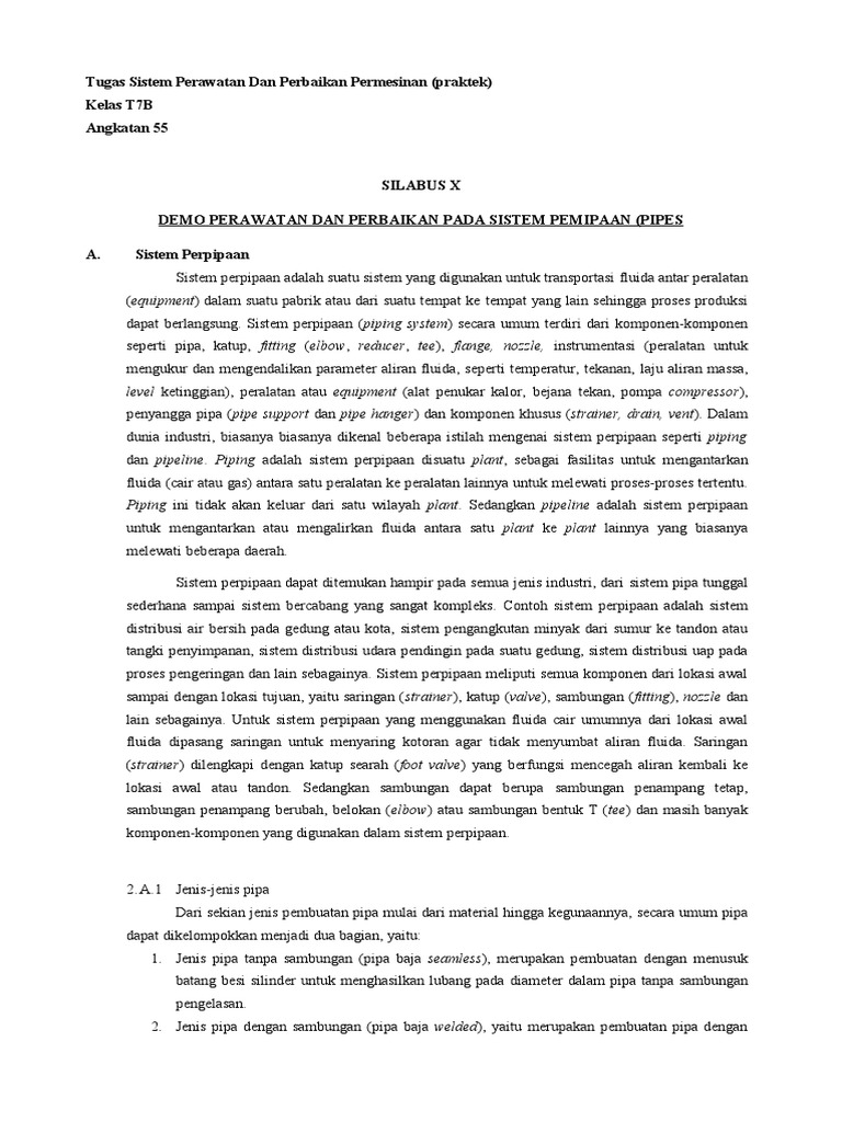 Tugas Sistem Perawatan Dan Perbaikan Permesinan SILABUS X | PDF