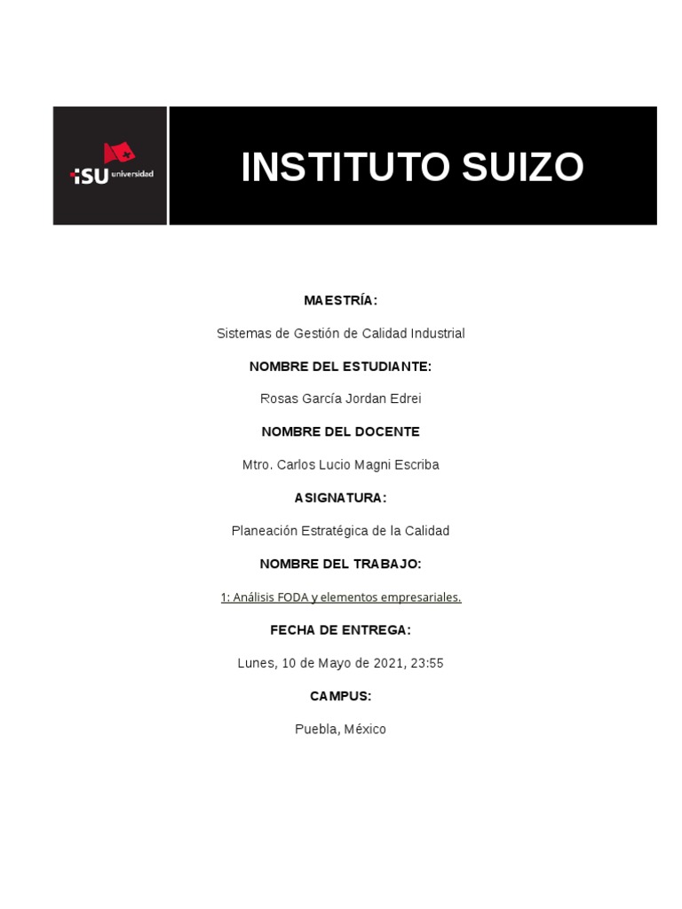 Actividad de Aprendizaje 1. An Lisis FODA y Elementos Empresariales - TareaSin Finalizar ...