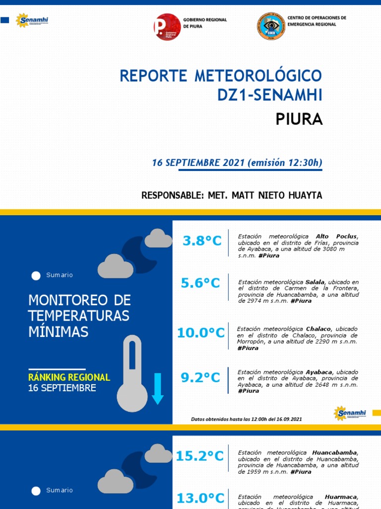 Reporte Meteorológico - Región Piura | PDF | Cielo | Geografía Física
