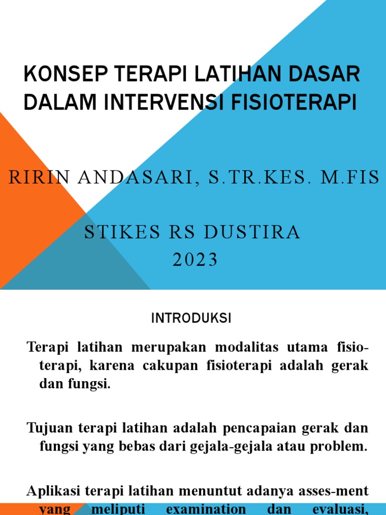 Konsep Terapi Latihan Dasar Dalam Intervensi Fisioterapi | PDF