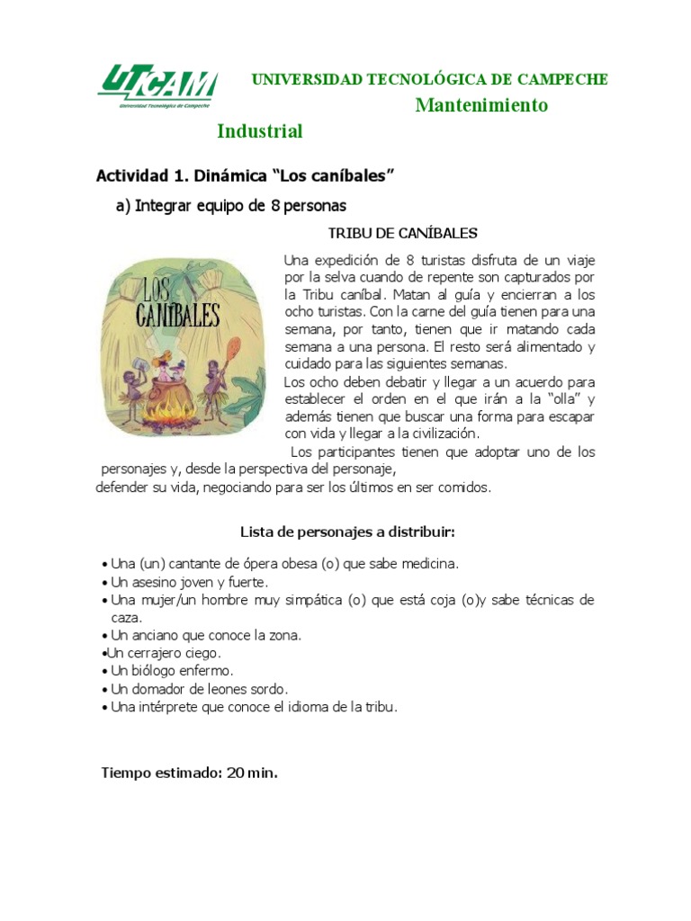 Actividad 1. Dinámica "Los Caníbales | PDF