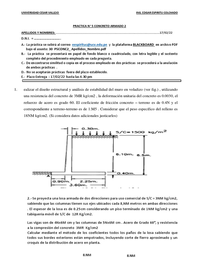 Practica 5 Ca2 17-02-22 | PDF | Hormigón | Ingeniería de Edificación