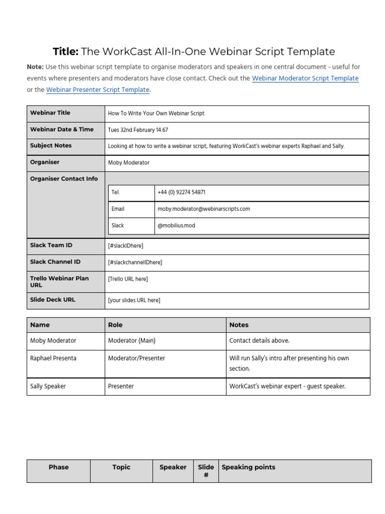 All-In-One Webinar Script Template | PDF | Computing | Software