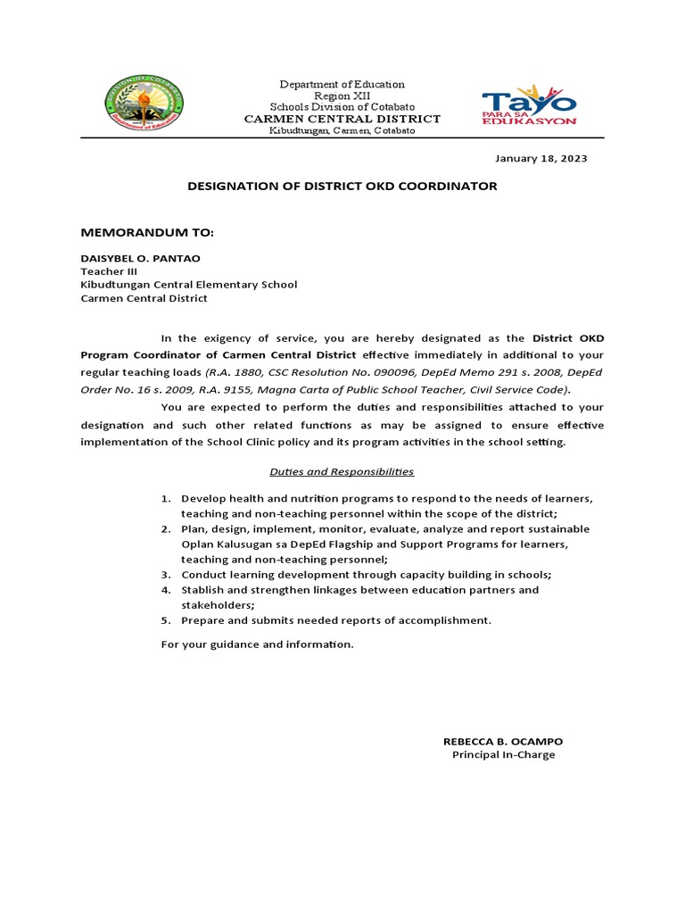 Designation OKD Coordinator | PDF