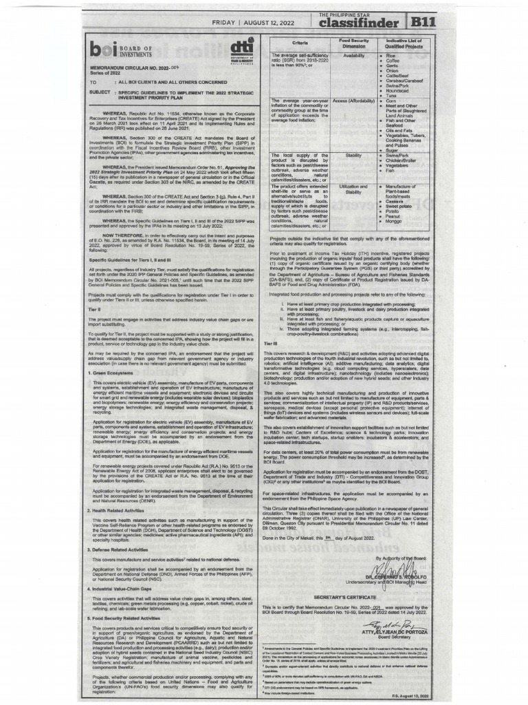 MC No. 2022-007 - Specific Guidelines To Implement The 2022 SIPP | PDF
