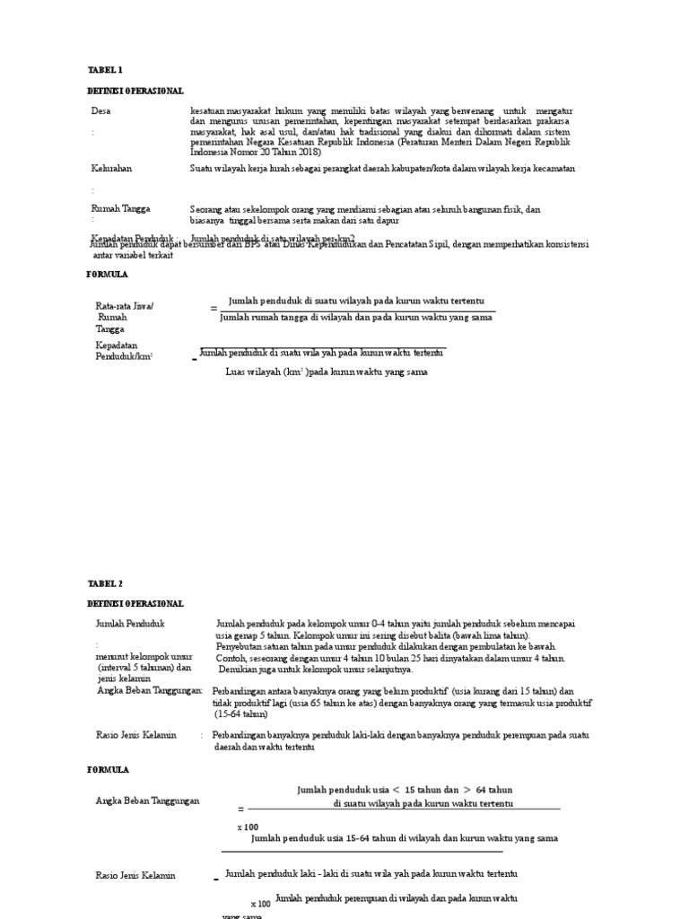 1 Definisi Operasional Juknis Profil Kes 2019 | PDF