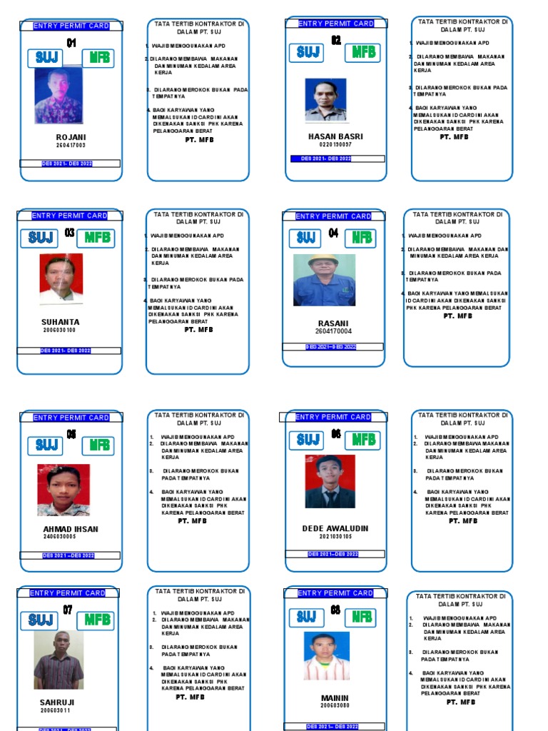 Ex. Id Card Terbaruuu (PT - MFB) | PDF