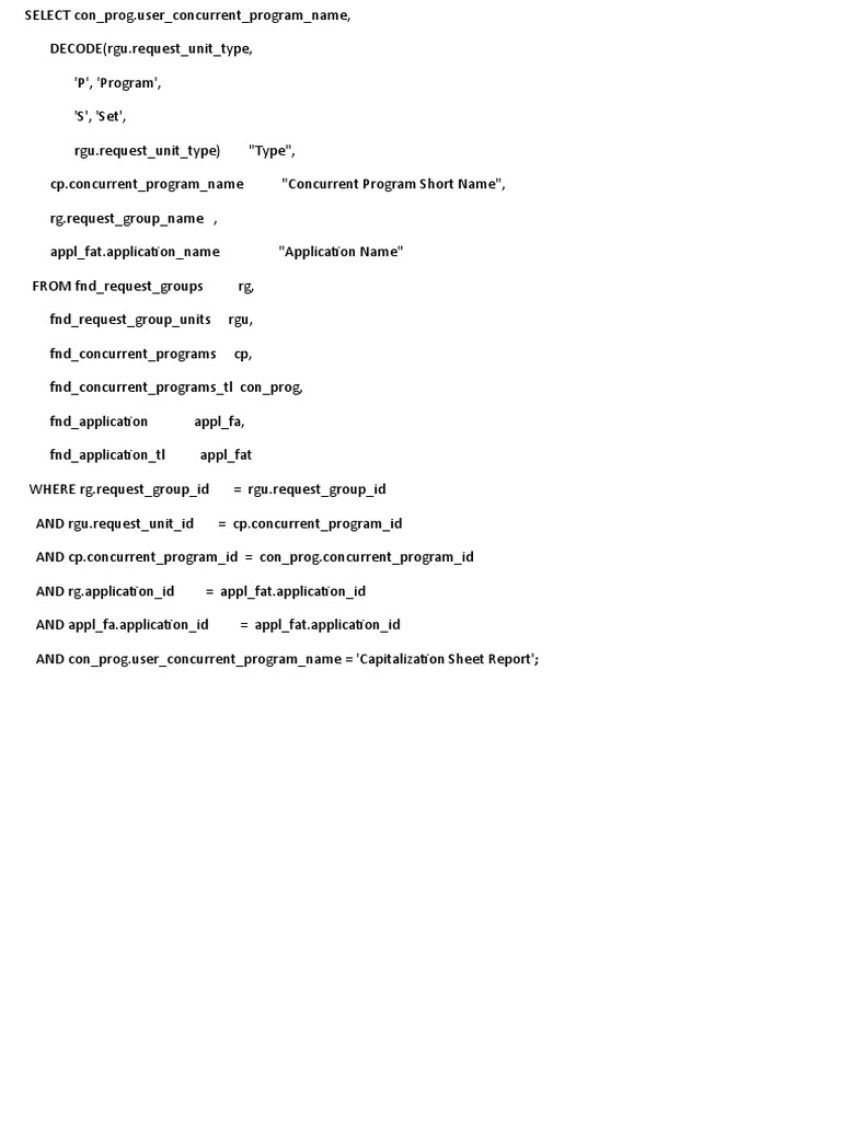 Oracle Report Query for IT Admins | PDF