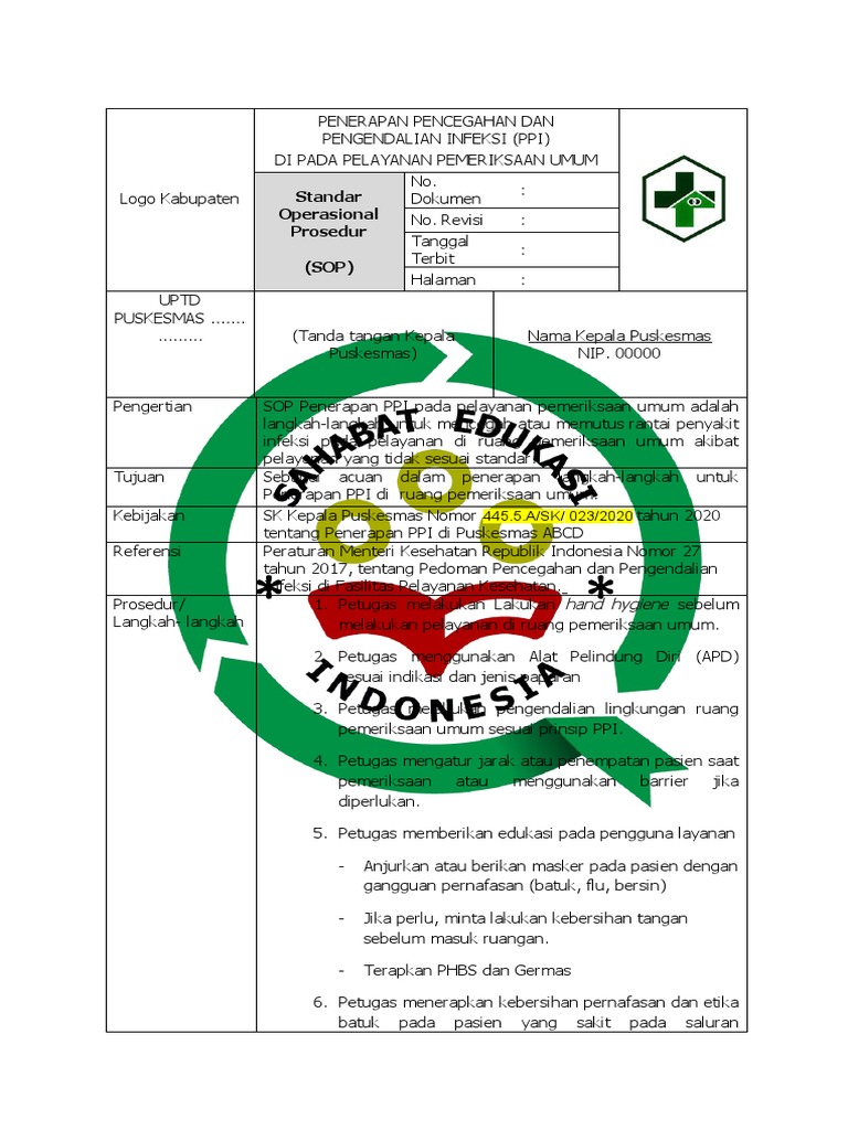 SOP Penerapan PPI Di Ruang Pemeriksaan | PDF