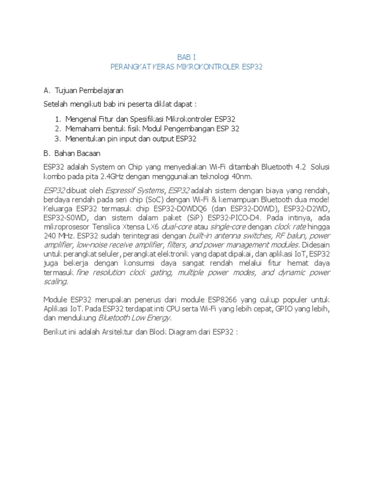 Fitur dan Spesifikasi ESP32 | PDF