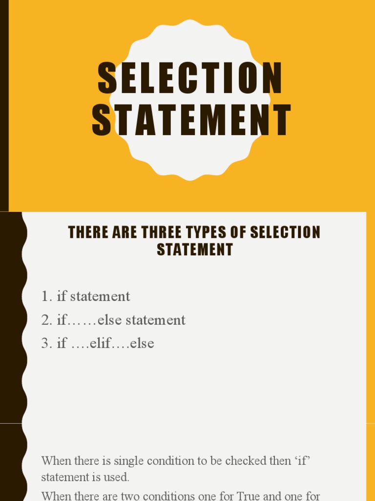 Selection Statement | PDF | Theoretical Computer Science | Mathematical Logic