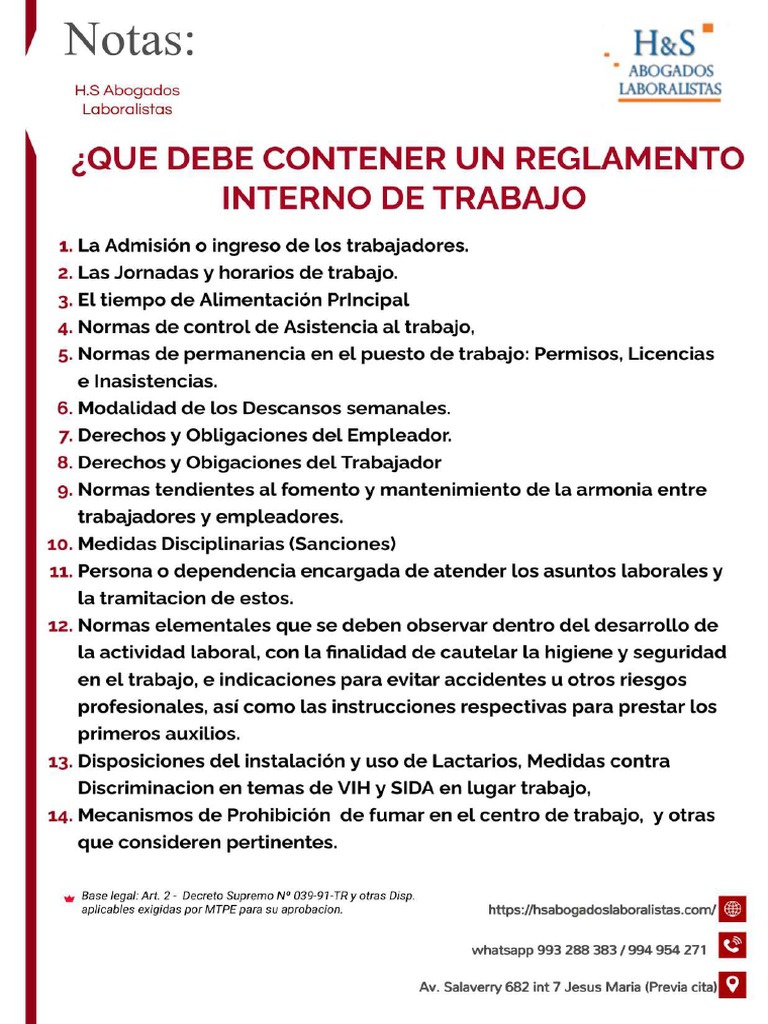 Que Debe Contener Un Reglamento Interno de Trabajo | PDF