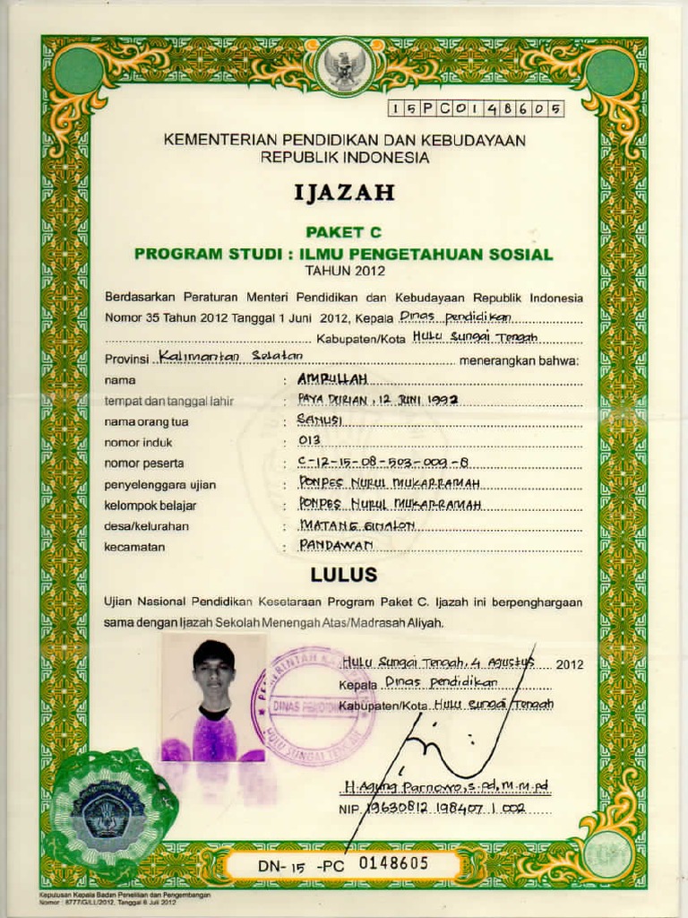 Ijazah Paket C Ok359 | PDF