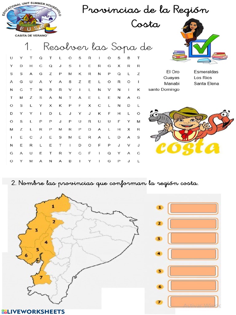 Nombre Las Provincias Que Conforman La Región Costa | PDF