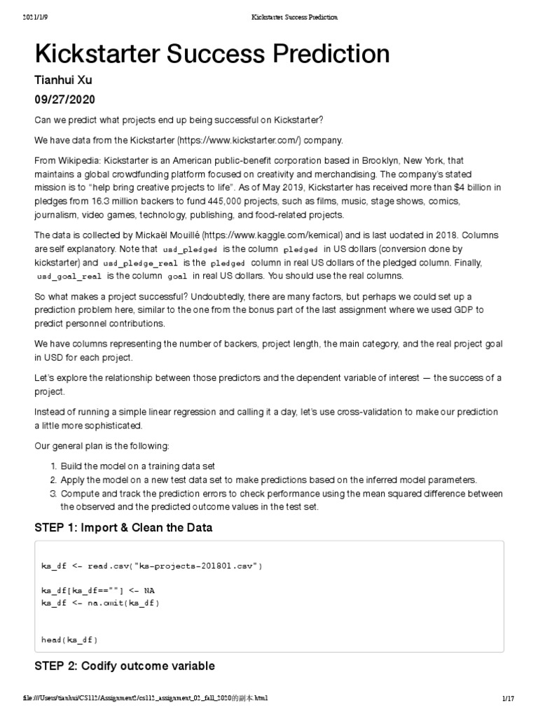 Kickstarter Success Prediction | PDF | Coefficient Of Determination | Errors And Residuals