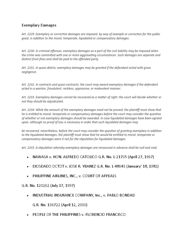 Exemplary Damages | PDF | Damages | Punitive Damages