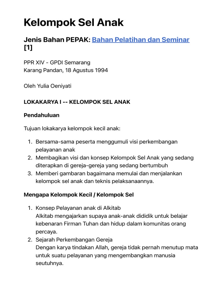 Kelompok Sel Anak | PDF