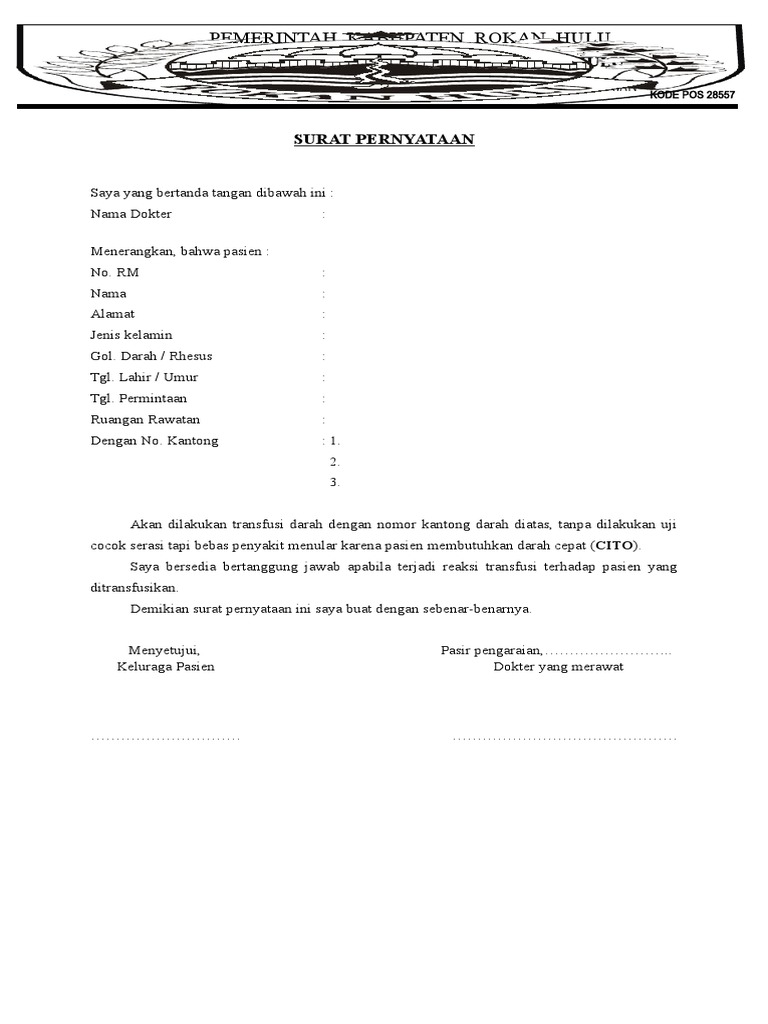 Surat Pernyataan Cito | PDF