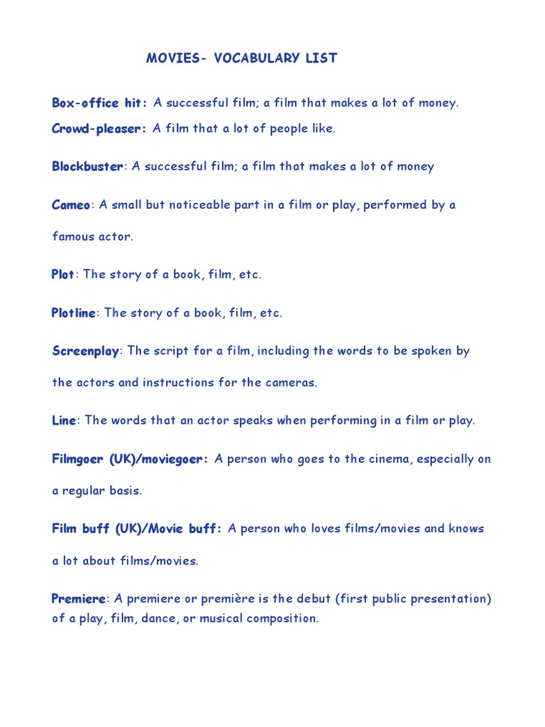 Fce Movies Vocabulary | PDF
