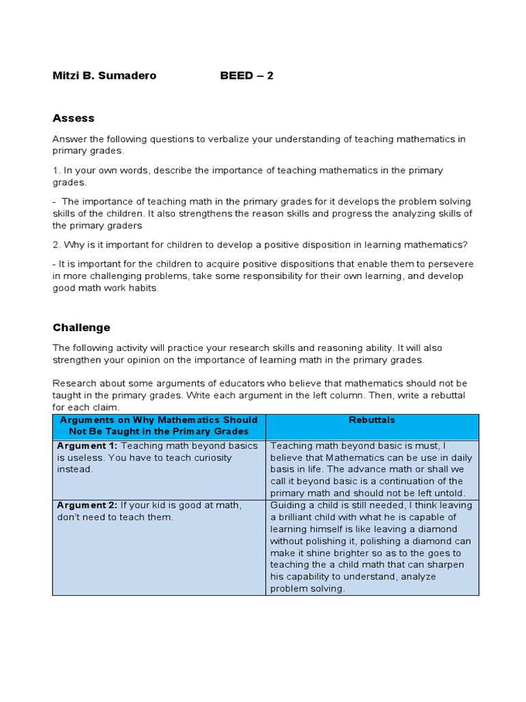 GED 109 Activity | PDF | Learning | Teaching Mathematics
