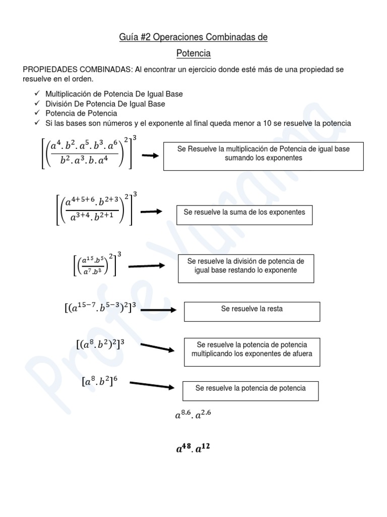 Obj #2 Teoria de Operaciones Combinadas de Potencia | PDF | Multiplicación | Aritmética