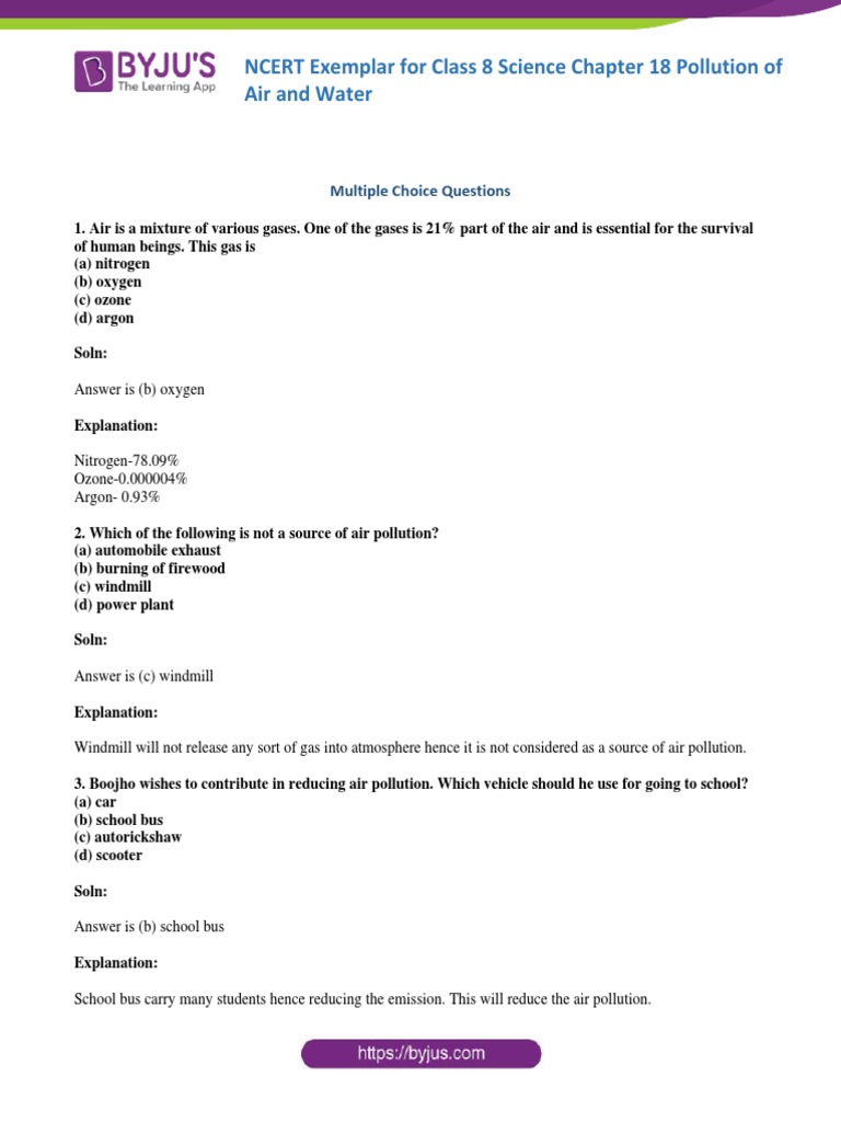 NCERT Exemplar Solution Class 8 Science Chapter 18 | PDF | Atmosphere ...