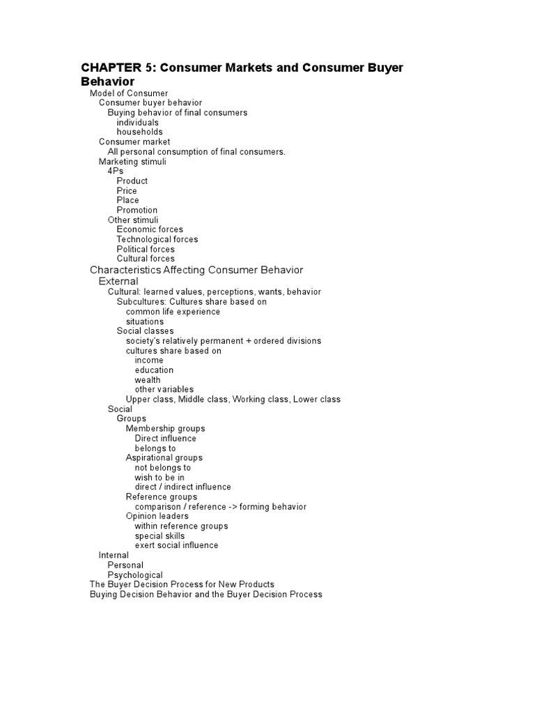 CHAPTER 5 - Consumer Markets and Consumer Buyer Behavior | PDF