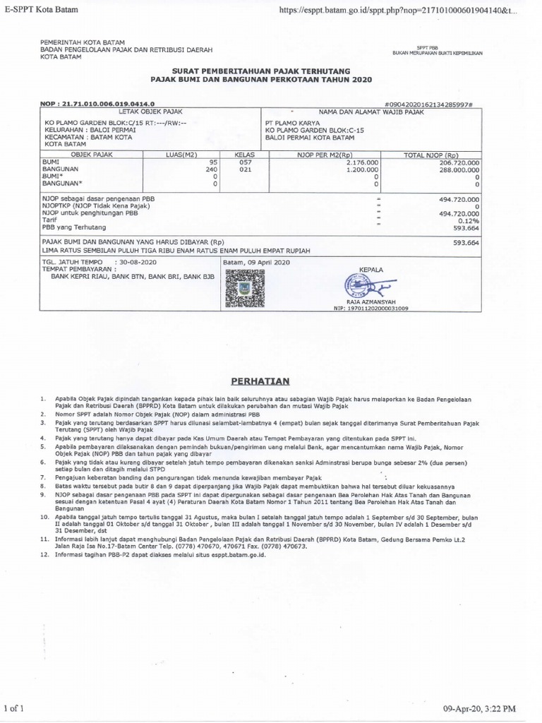 Ruko Plamo Garden Blok C No 15 PBB | PDF