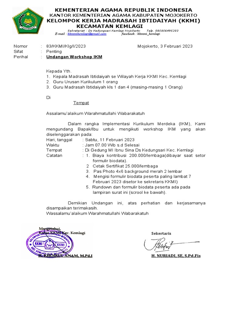 Undangan - Rundown - Biodata Peserta Bimtek IKM | PDF