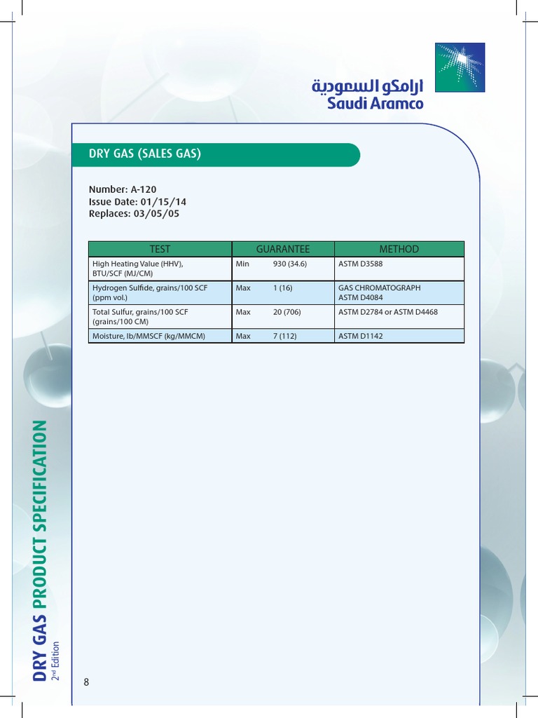 Dry Gas Specification Guide | PDF