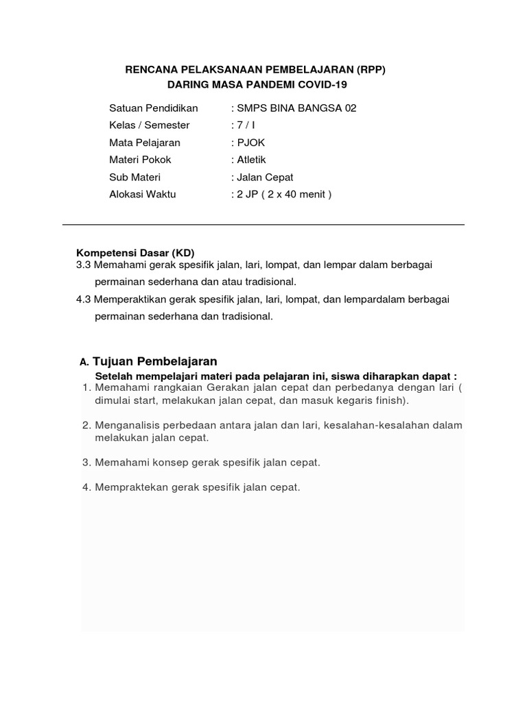 RPP Jalan Cepat | PDF
