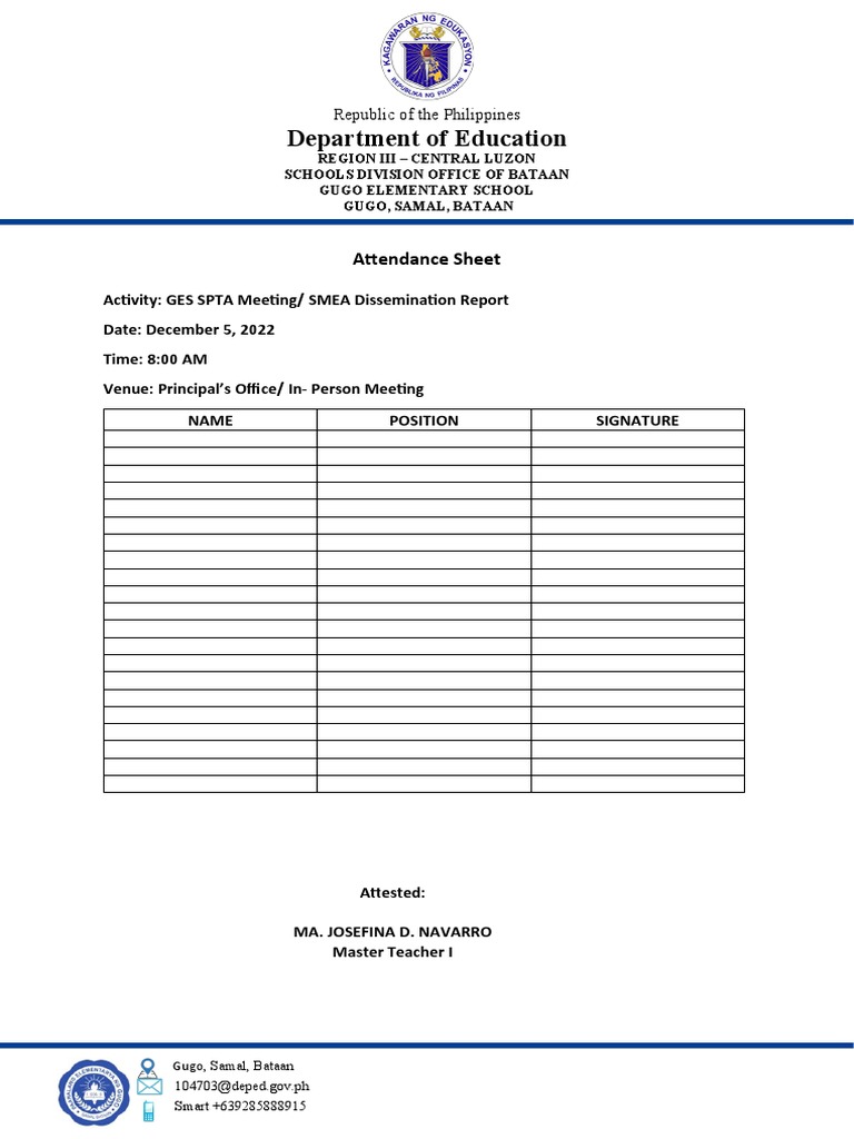 Ges-Attendance-Spta Meeting | PDF