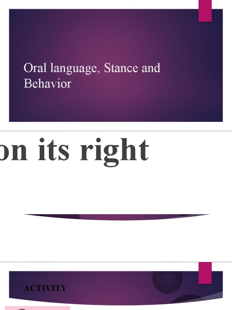 Oral Language, Stance and Behavior G7 | PDF | Nonverbal Communication ...