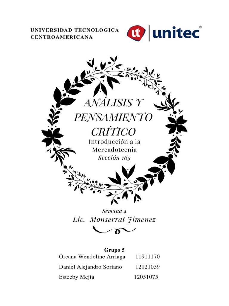 Análisis y Pensamiento Crítico - S4 Grupo 5 - Intro Al MKT | PDF ...