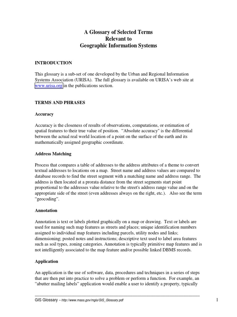 GIS Glossary | PDF | Geographic Information System | Databases
