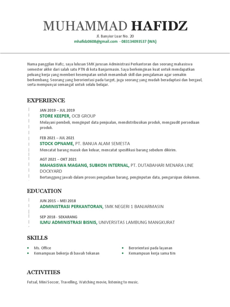 CV - Muhammad Hafidz 2 | PDF