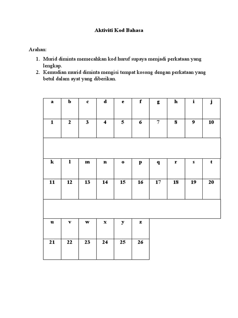 Aktiviti Memecahkan Kod Huruf | PDF