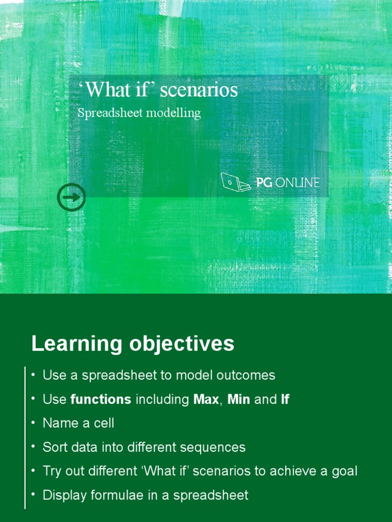 Spreadsheet Modelling L3 'What If' Scenarios | PDF
